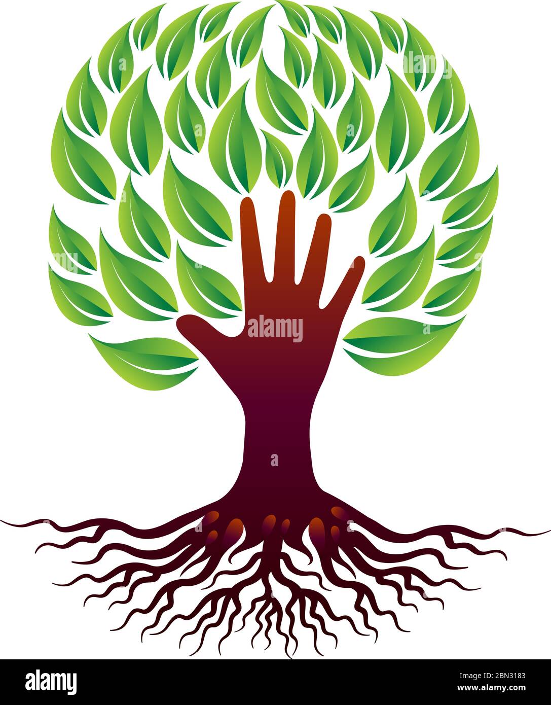 hand tree logo Stock Photo - Alamy