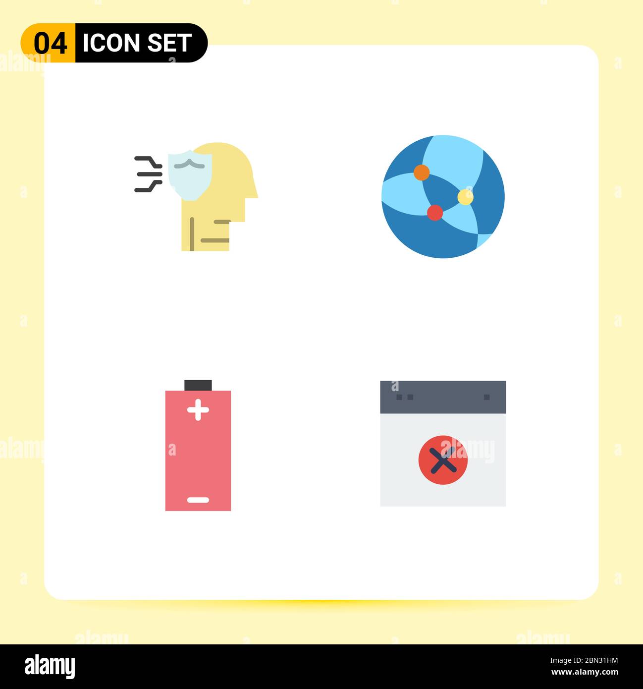 Flat Icon Pack of 4 Universal Symbols of personal, electricity, shield ...