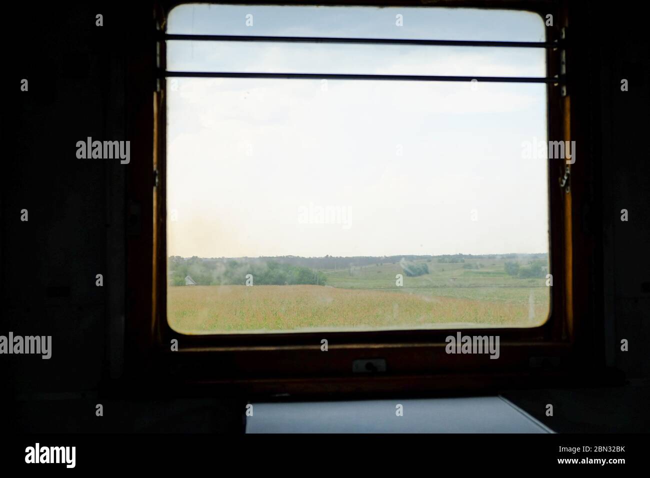 Nature in motion from the train window. Train window Stock Photo - Alamy