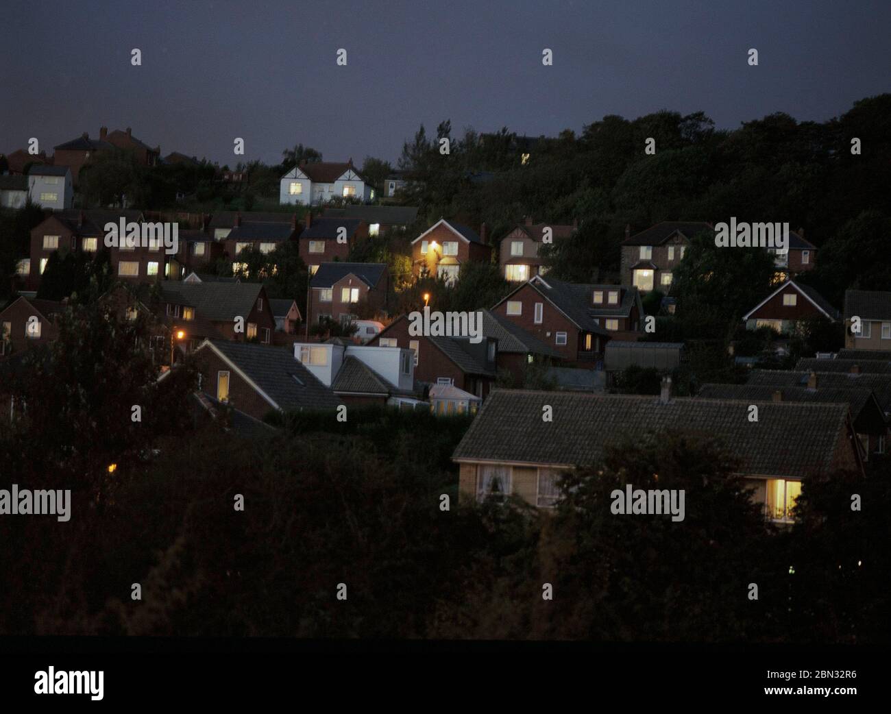 Housing at night, Wakefield, west Yorkshire, northern England Stock ...