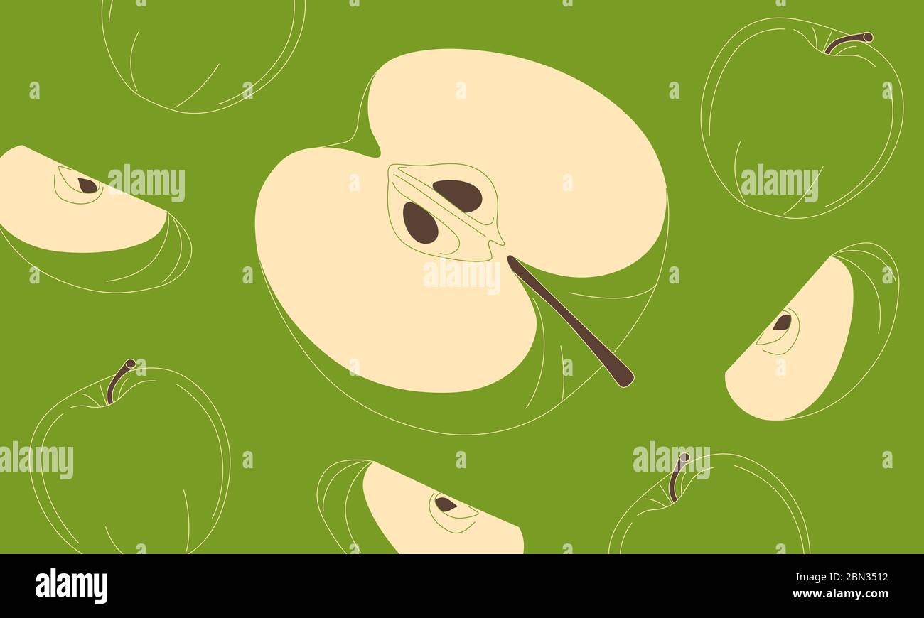 Illustration of easy-to-draw green apple. Isolate background Stock ...