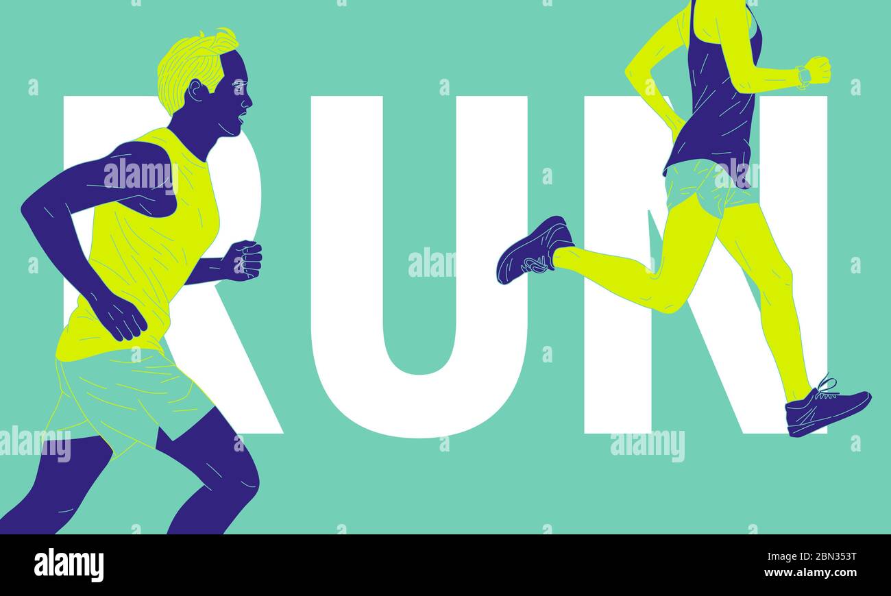 Illustration of running action. Isolate background Stock Photo - Alamy