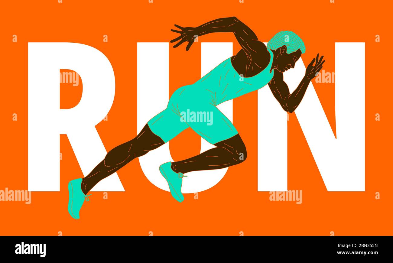 Illustration of running action. Isolate background Stock Photo - Alamy