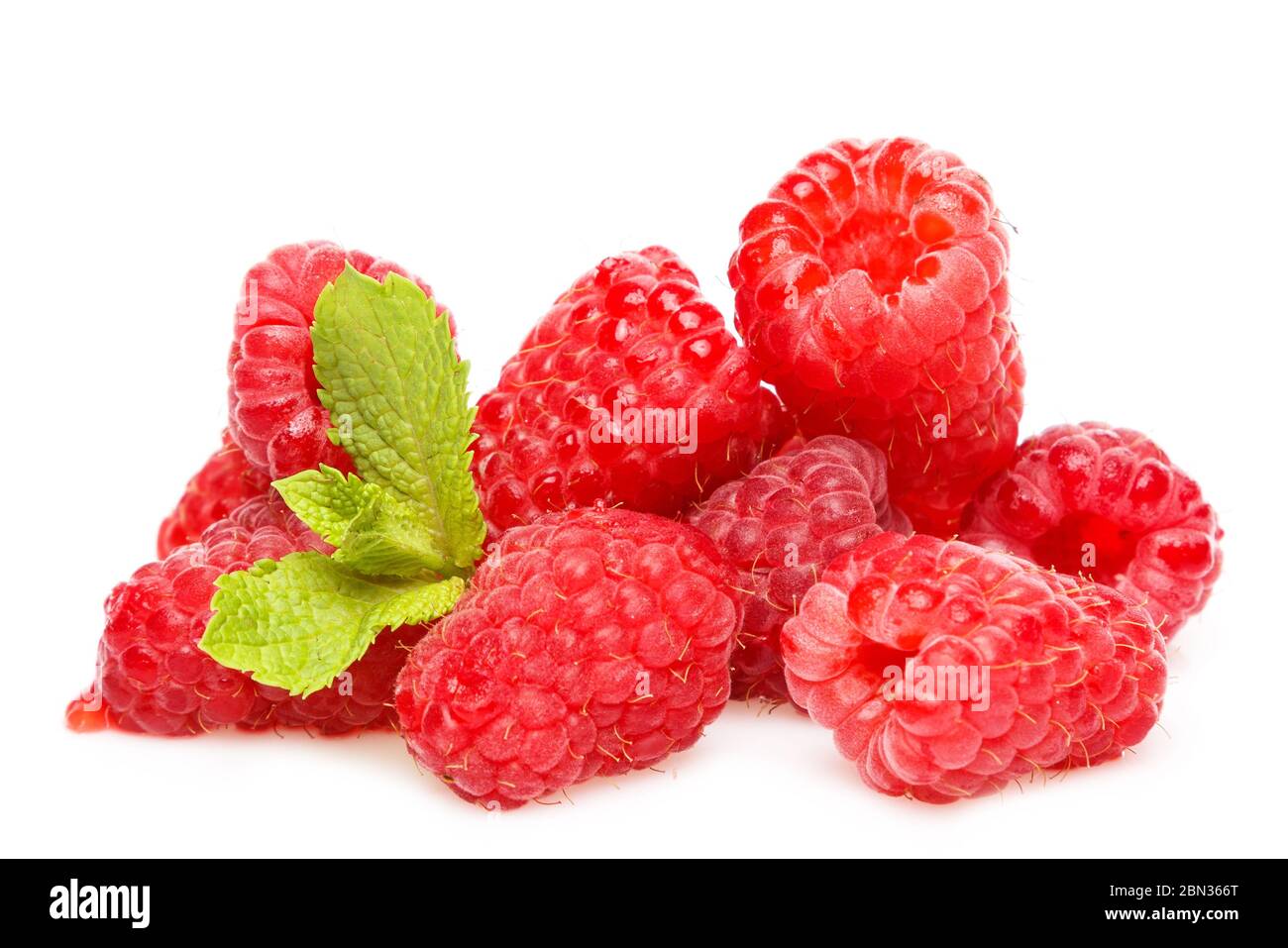 Fresh raspberries on white background Stock Photo - Alamy