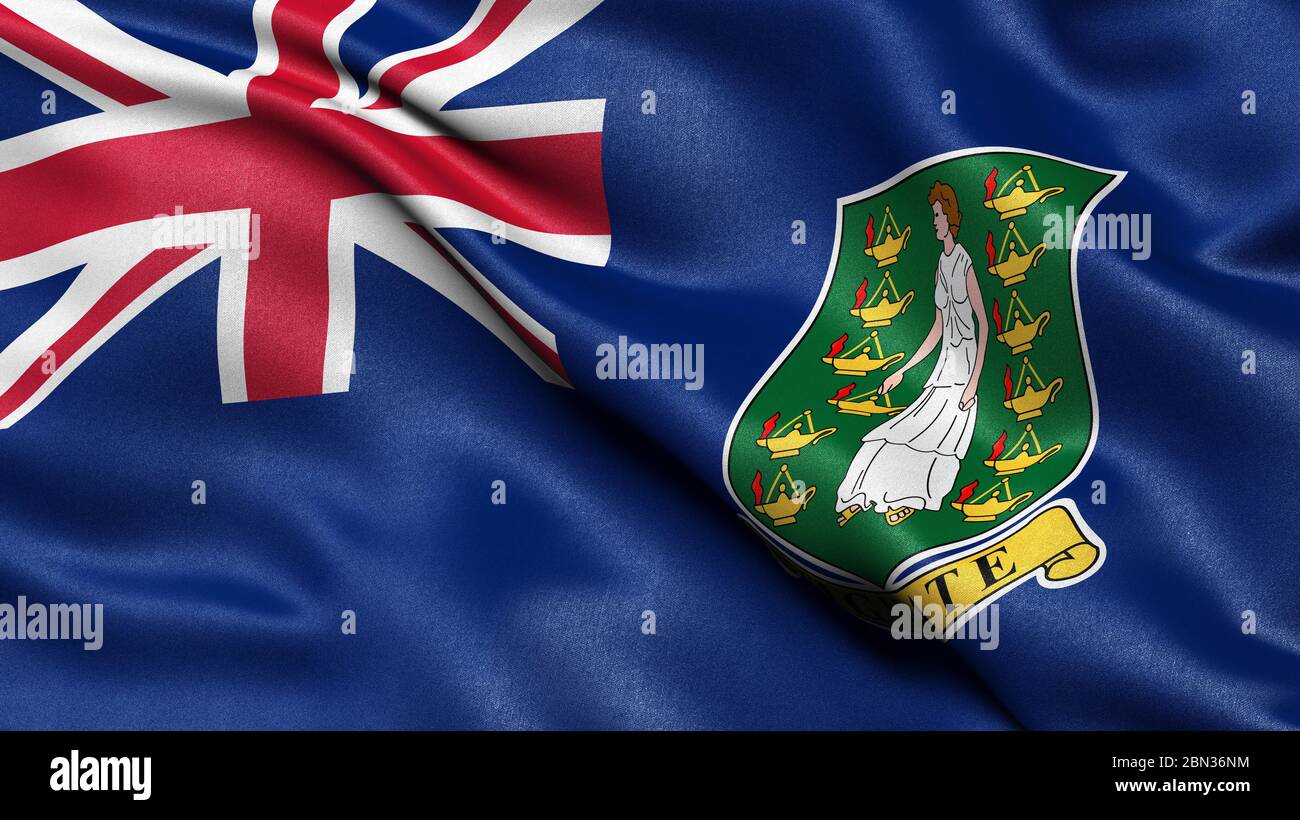 3D illustration of the flag of the British Virgin Islands waving in the ...