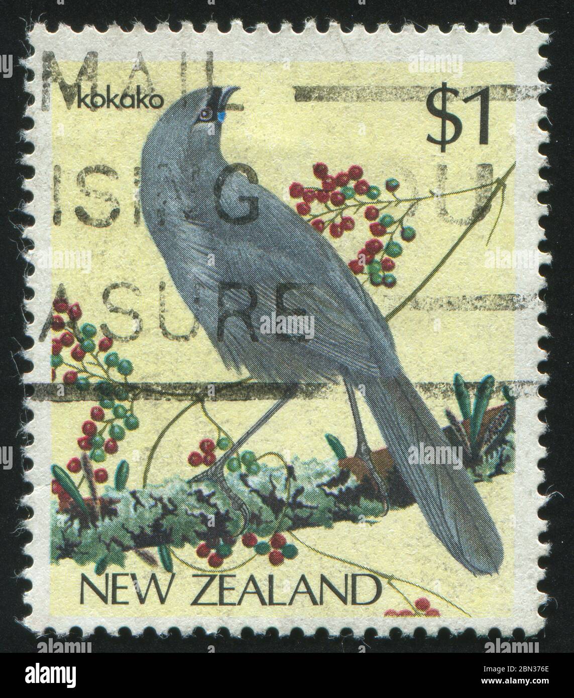 NEW ZEALAND - CIRCA 1985: stamp printed by New Zealand, shows bird ...