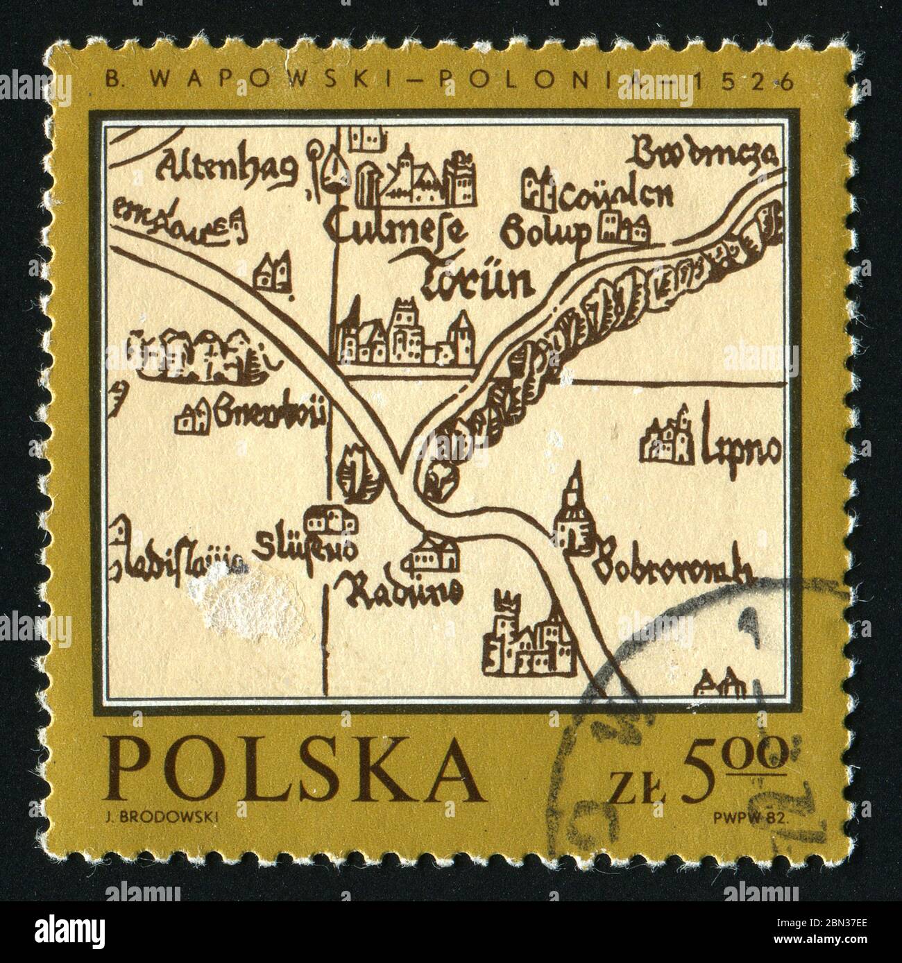 POLAND -CIRCA 1982: Map of Poland, Bernard Wapowski 1526, circa 1982 ...