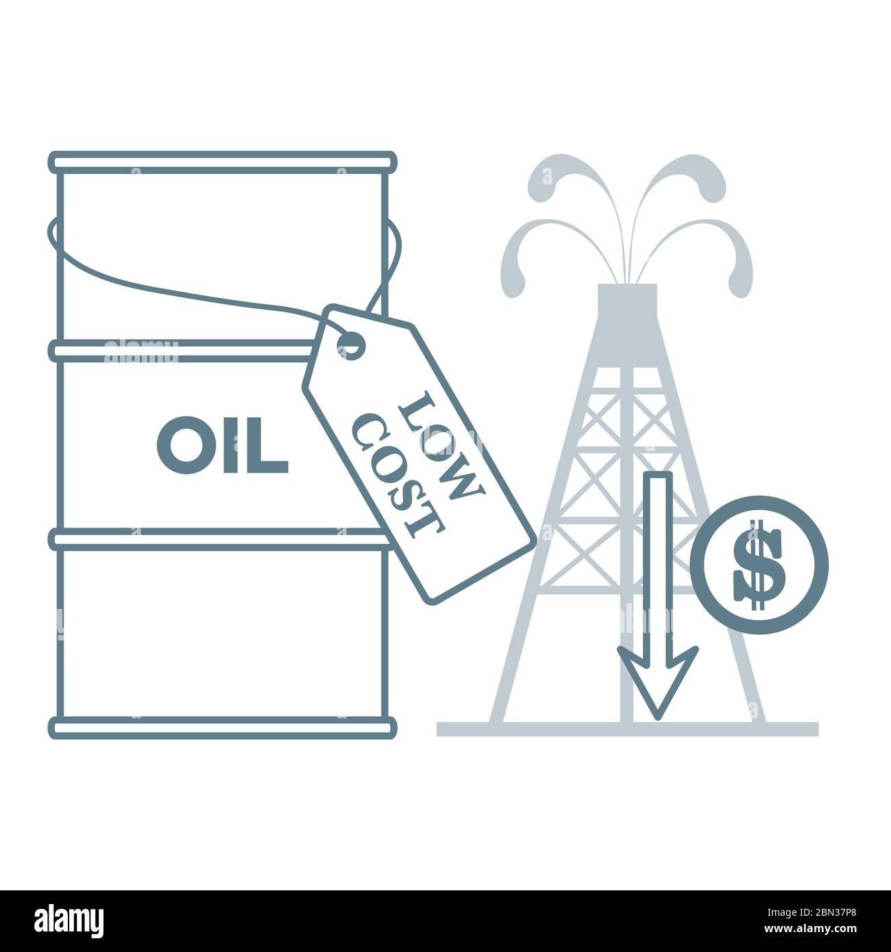 Vector illustration Oil price decrease. Petroleum industry. Economic ...