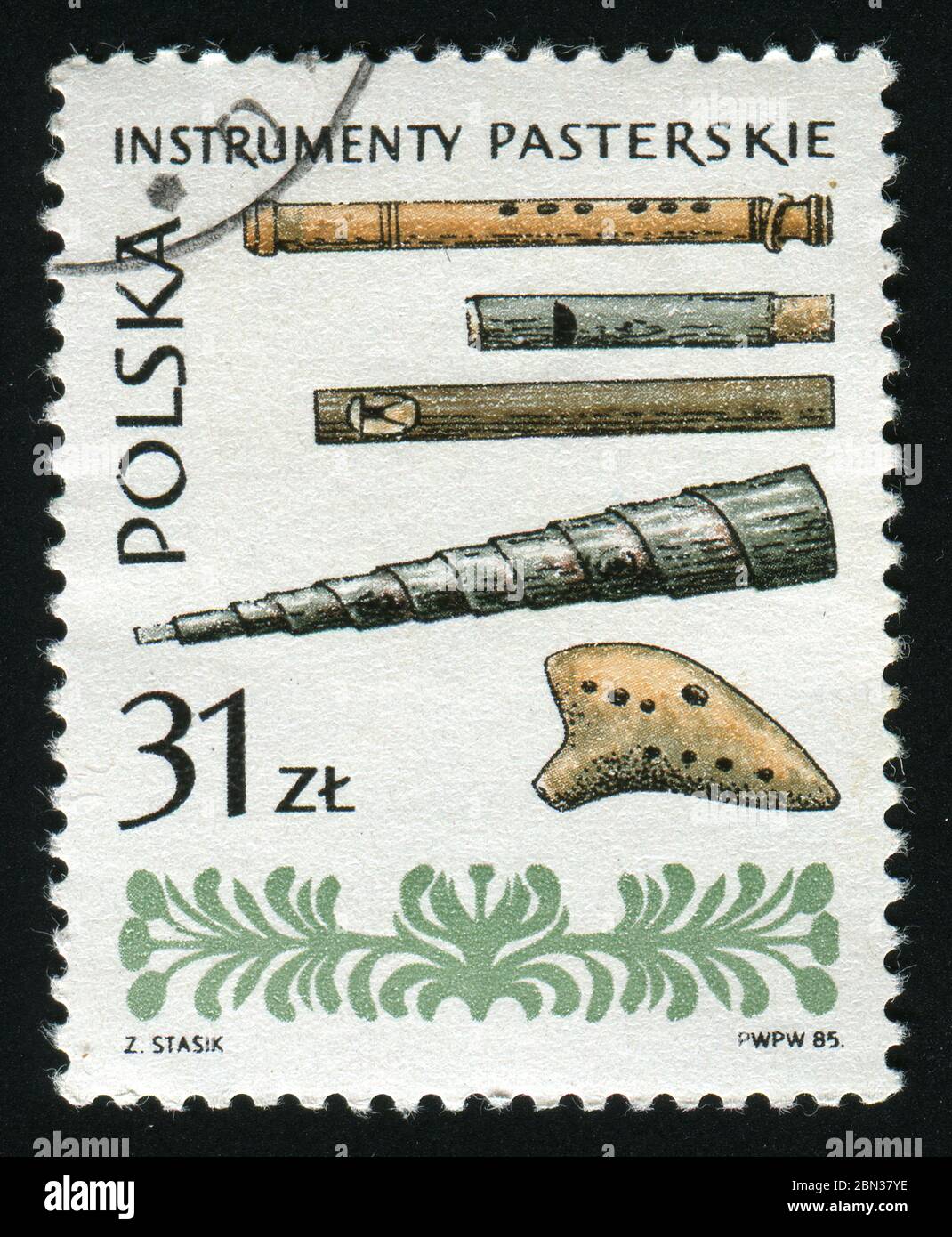 POLAND -CIRCA 1984: Wooden handmade musical instrument, circa 1984 ...