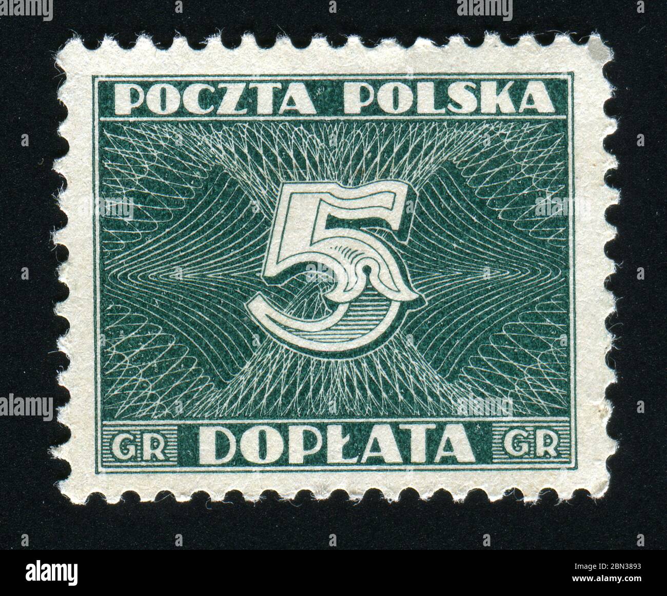 POLAND -CIRCA 1938: Figure five on a green background, circa 1938 Stock ...