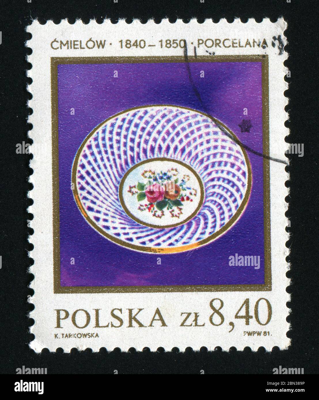 POLAND -CIRCA 1981: Ancient porcelain plate, circa 1981 Stock Photo - Alamy