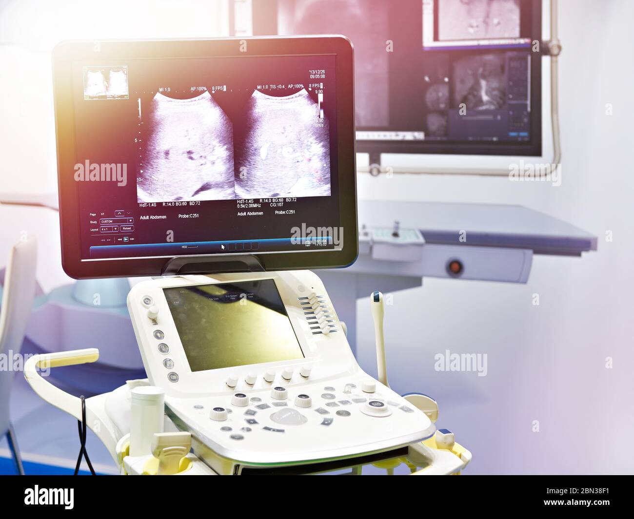 Medical devices for ultrasound examination on a background of the ...