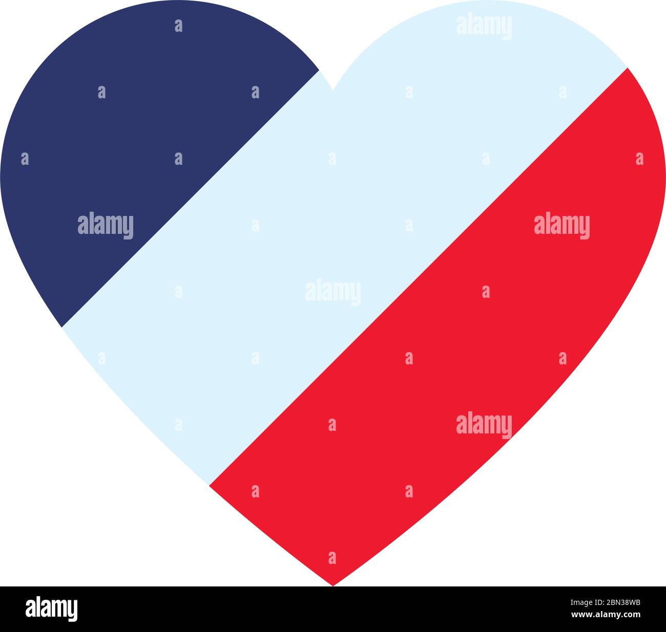 heart with france flag design over white background, flat style, vector ...