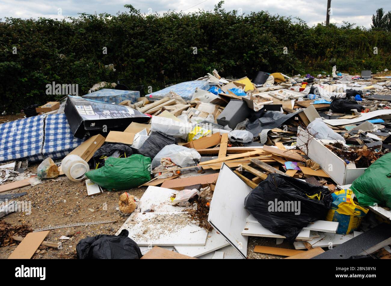 Fly tipping near A33, Reading to Basingstoke road Stock Photo - Alamy