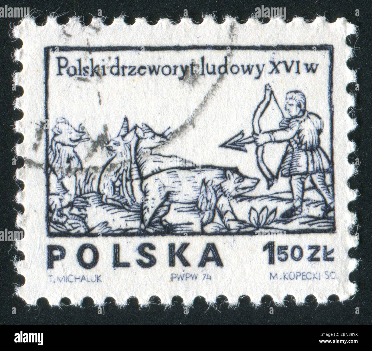 POLAND - CIRCA 1974: Ancient Polish engraving. XVI century, circa 1974 ...