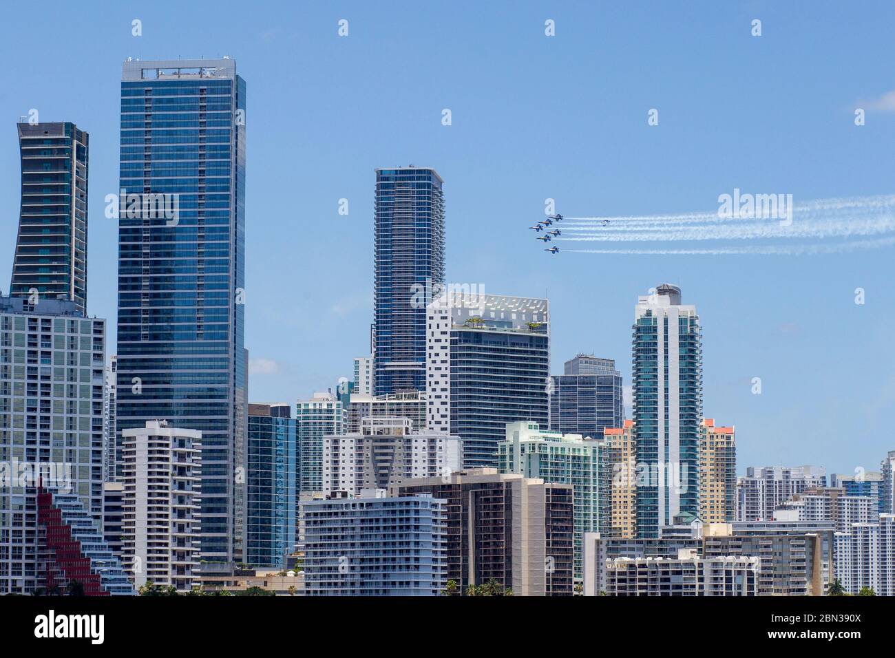 The Blue Angels fly over downtown Miami in a salute to frontline COVID ...