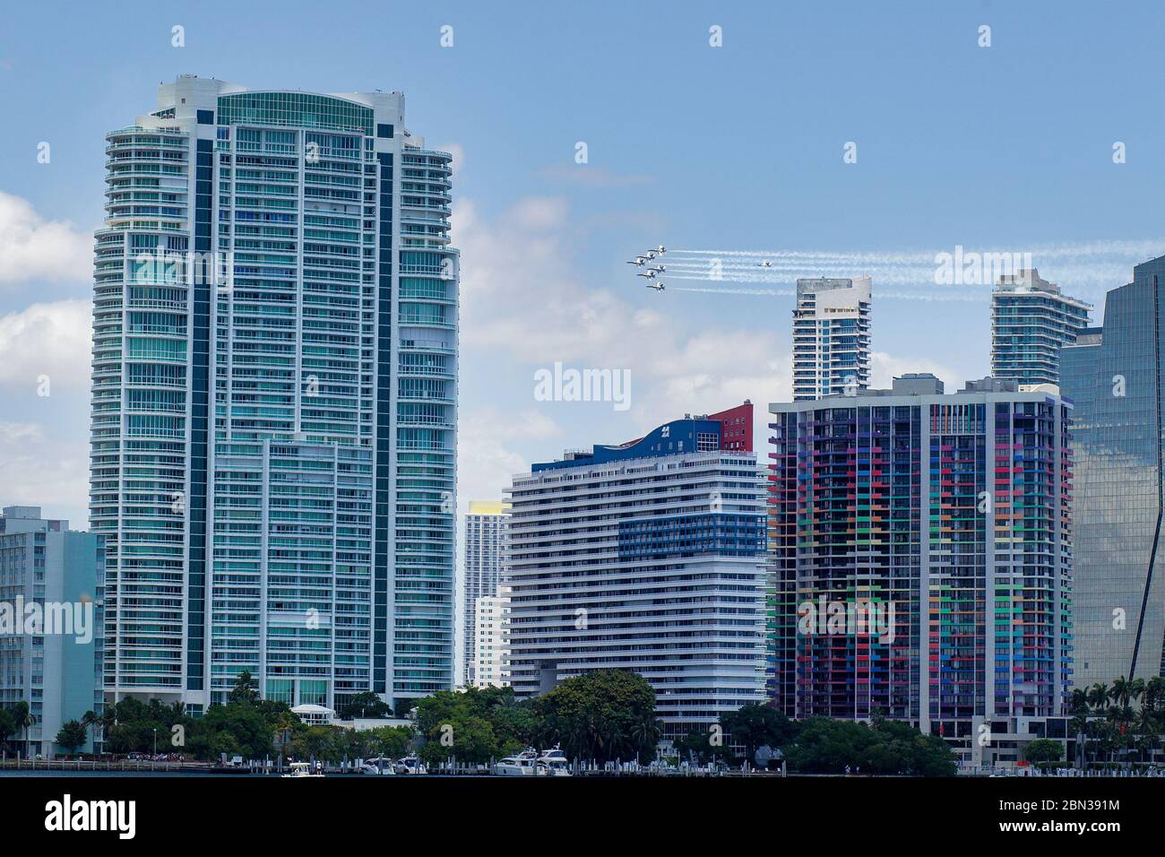 The Blue Angels fly over downtown Miami in a salute to frontline COVID ...