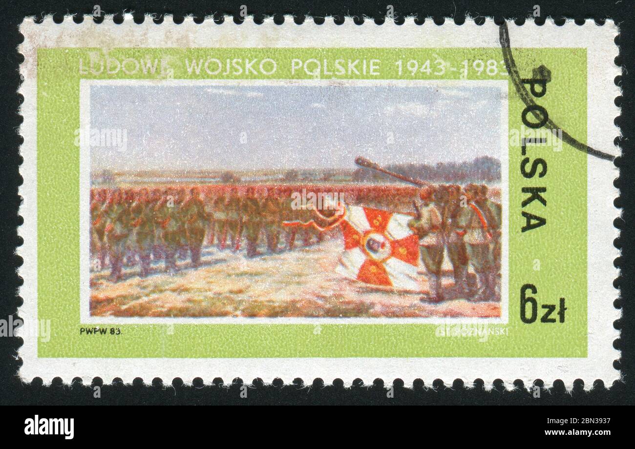 POLAND - CIRCA 1983: Flag of the Polish national army, circa 1983 Stock ...