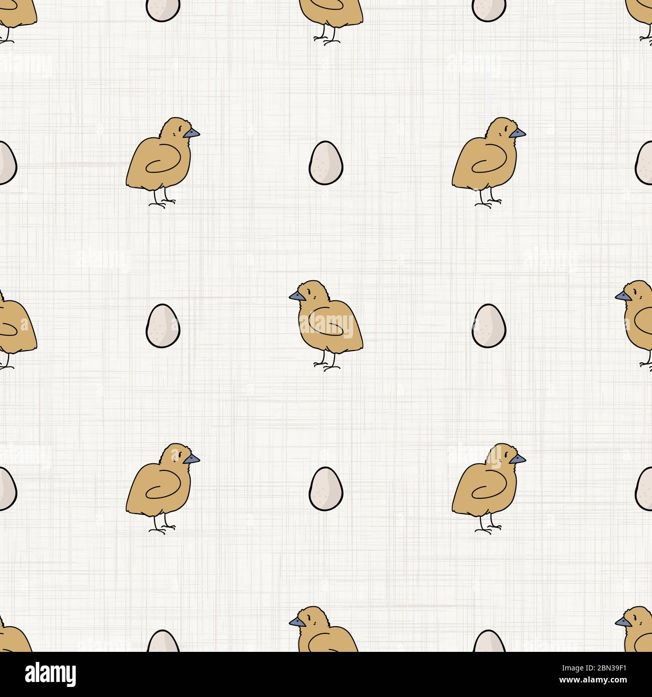 Seamless chick farmhouse hen with egg pattern. Provence linen shabby ...