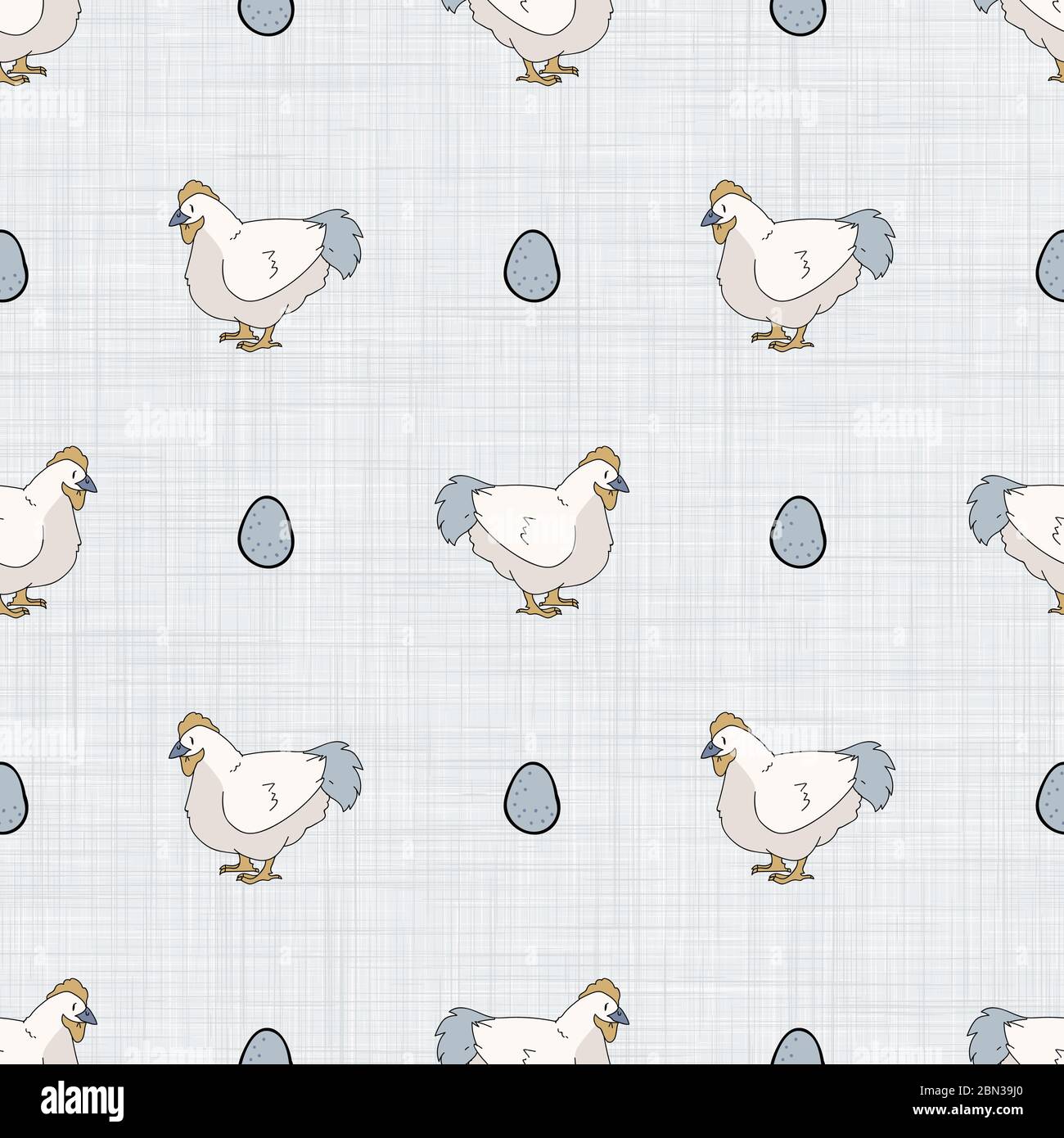 Seamless french farmhouse hen with egg pattern. Provence linen shabby ...