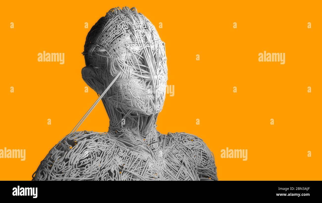 3d render Human figure made with lines Stock Photo - Alamy