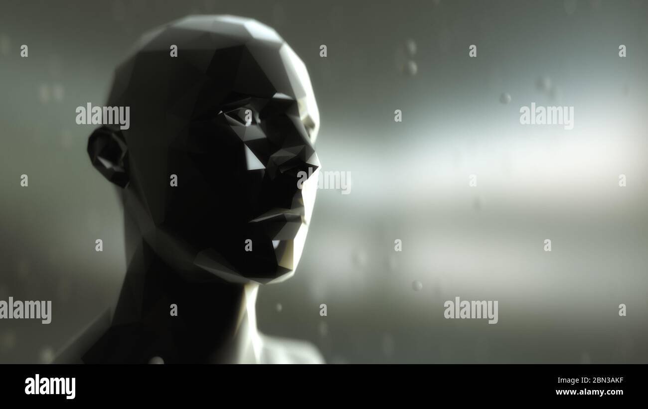 3d render. Head Human shattered portrait Stock Photo - Alamy