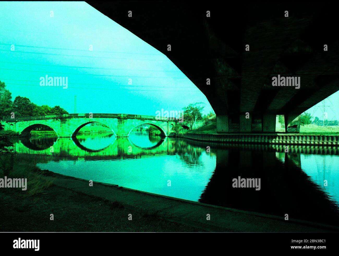 Old river bridge on river aire, Ferrybridge, West Yorkshire, northern ...