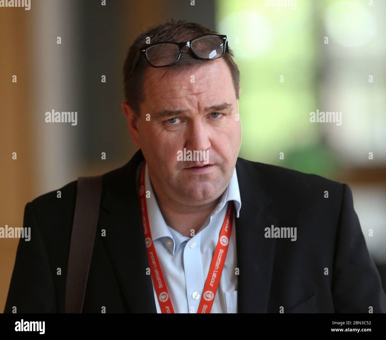 Neil Findlay MSP arrives for a debate in the new hybrid virtual chamber ...