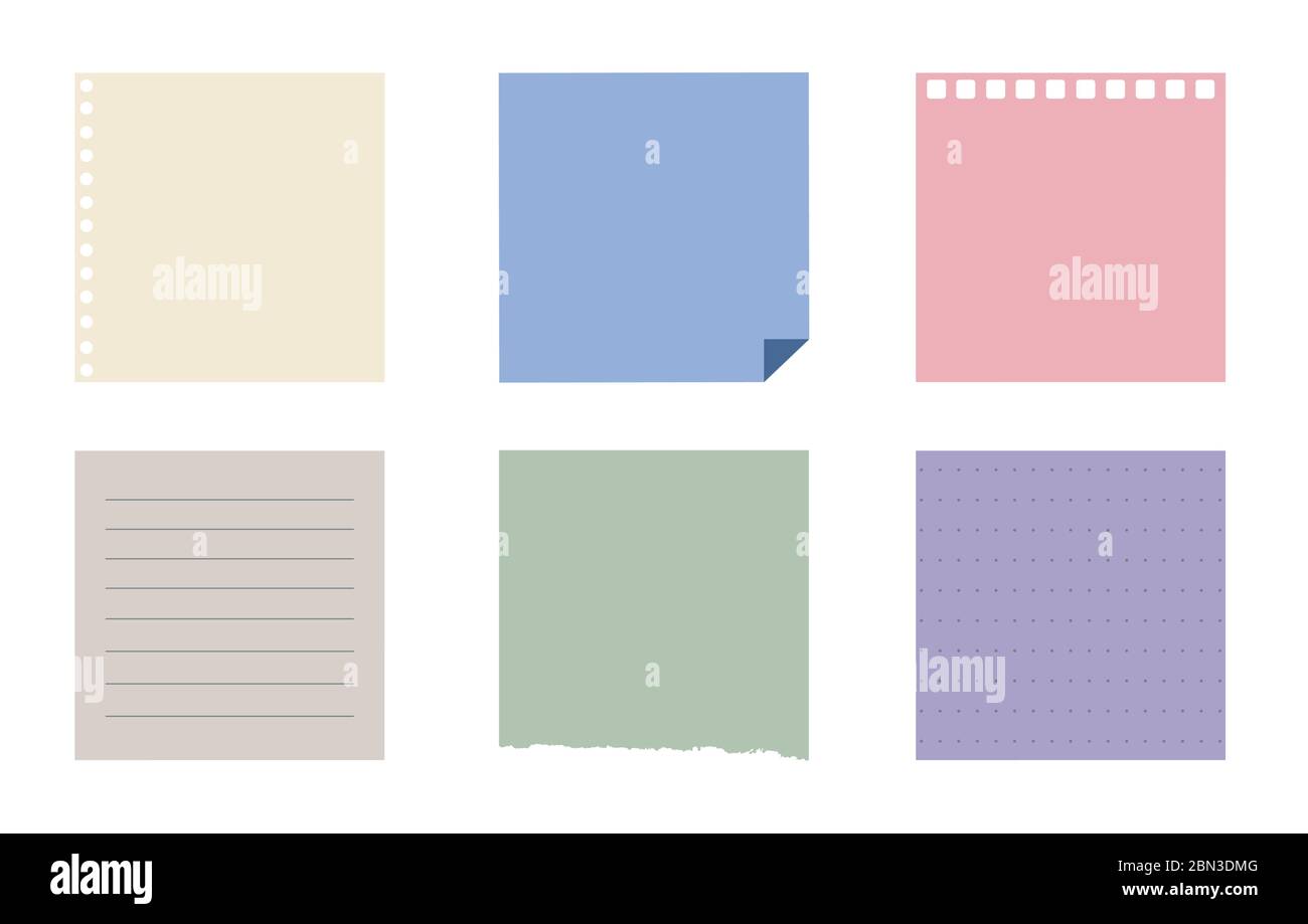 Set of different note papers on isolated background Stock Vector Image ...