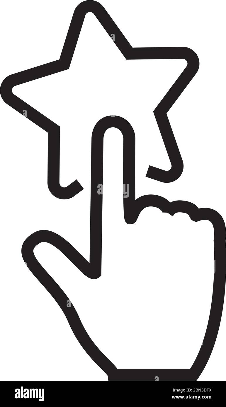 shopping online concept, hand cursor touching a star over white ...