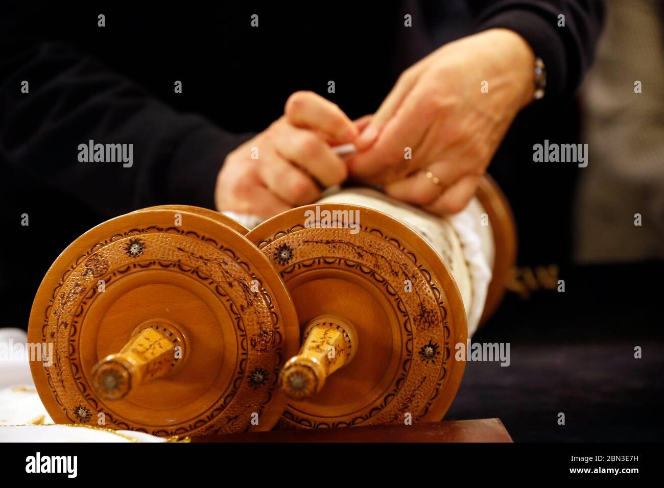 Beth Yaakov Synagogue. Torah scrolls. Geneva. Switzerland Stock Photo ...