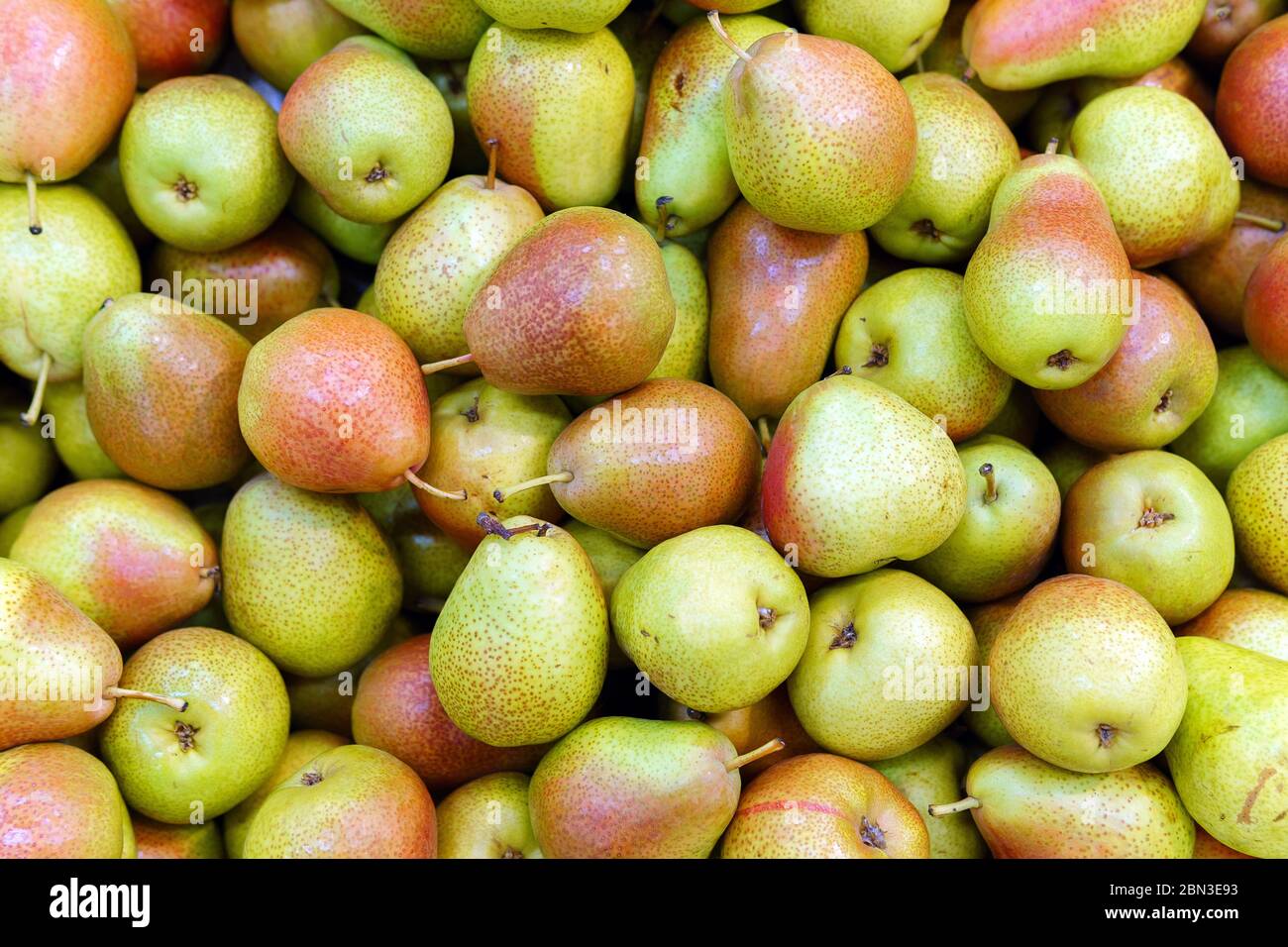 Pears harvest background on shelves in supermarket may use as ...