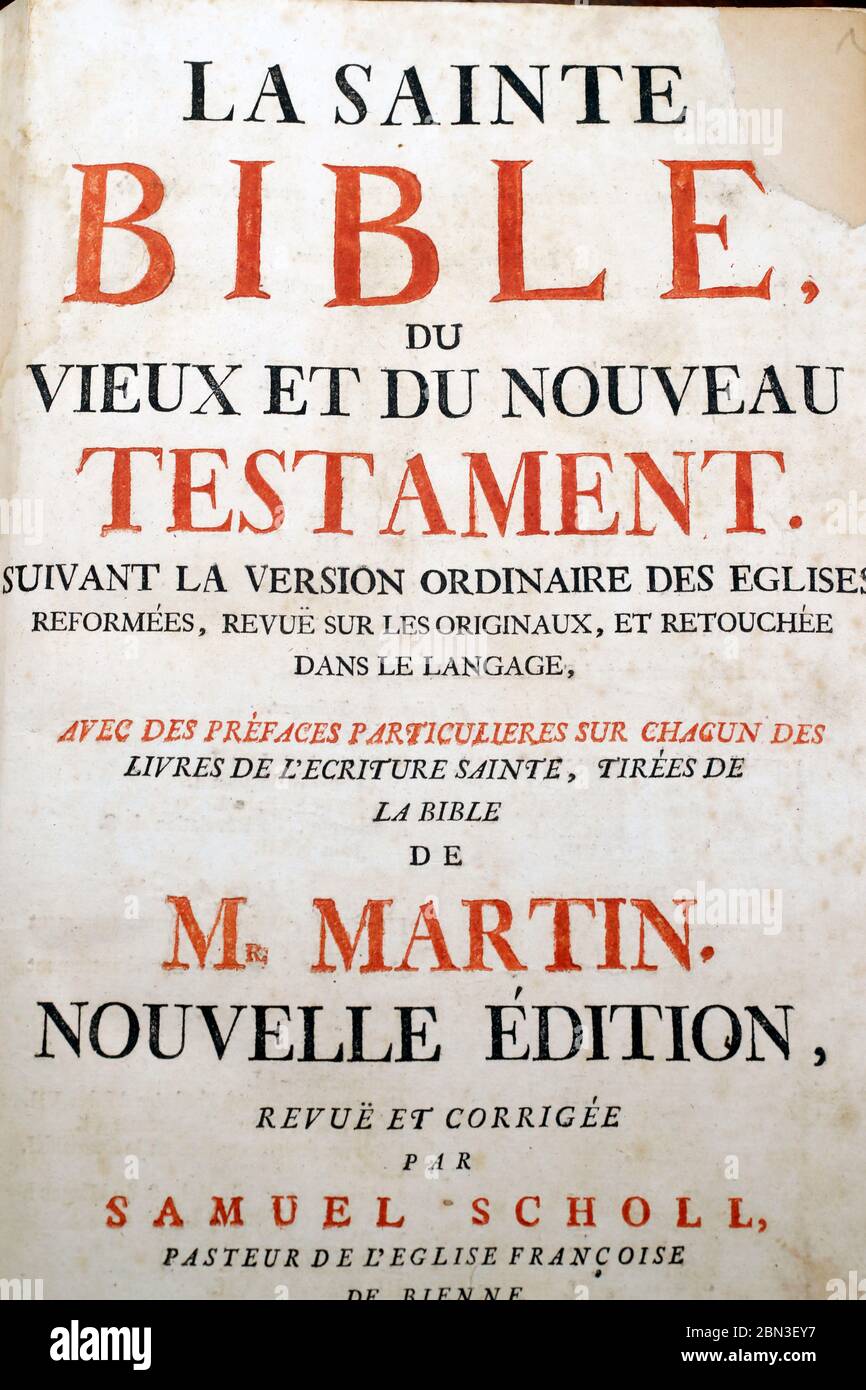 Old Bible in french. 18 th century. France Stock Photo - Alamy