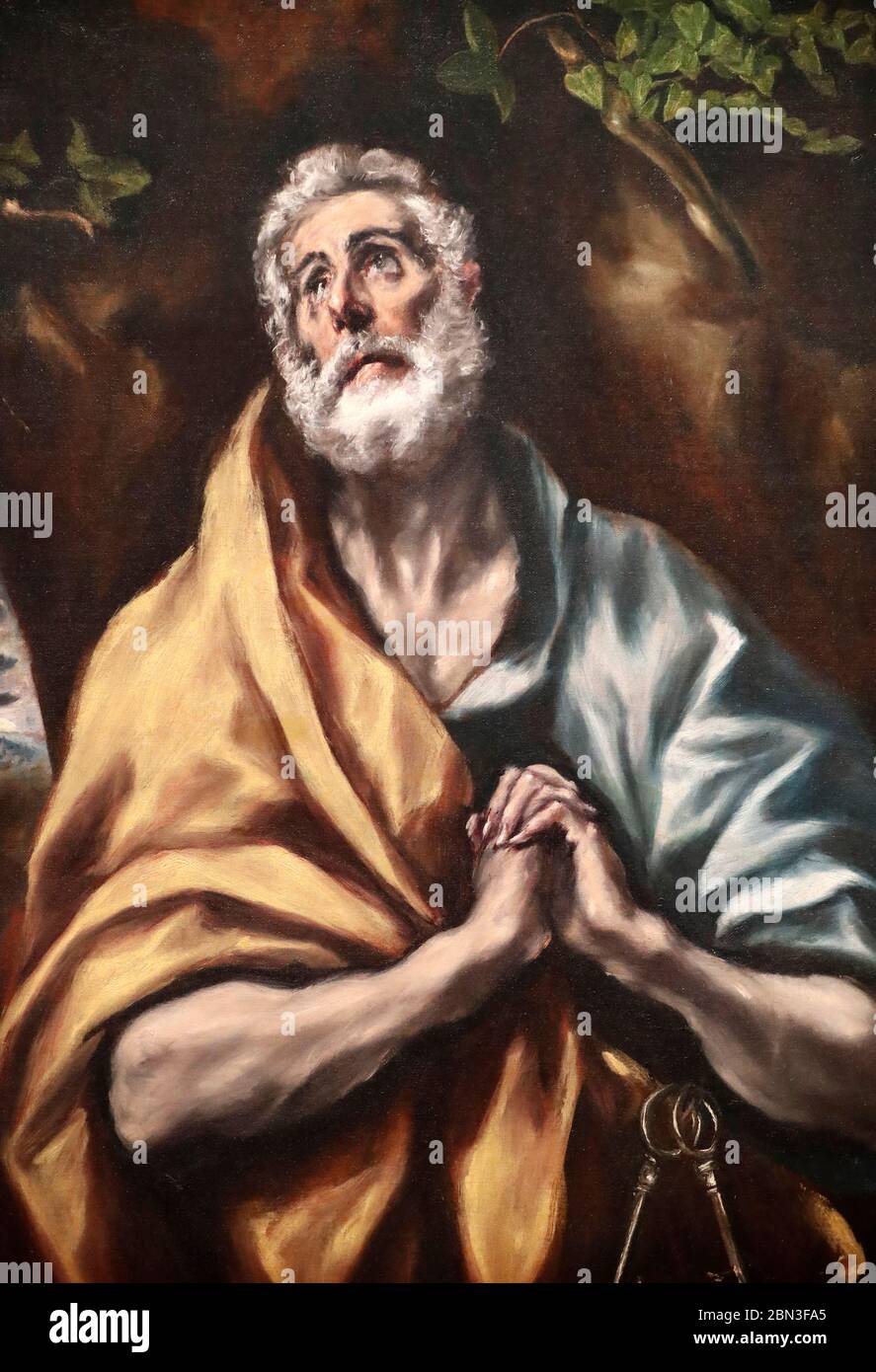 Saint Peter repentant. Oil on caneva. Detail. Painting by Domenikos ...