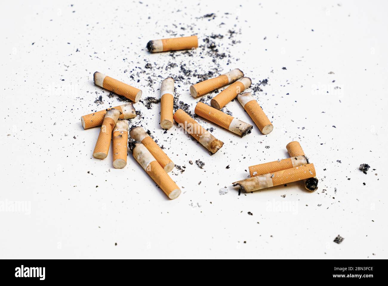 Used Cigarette butts trash isolated, stop smoke addiction concept ...