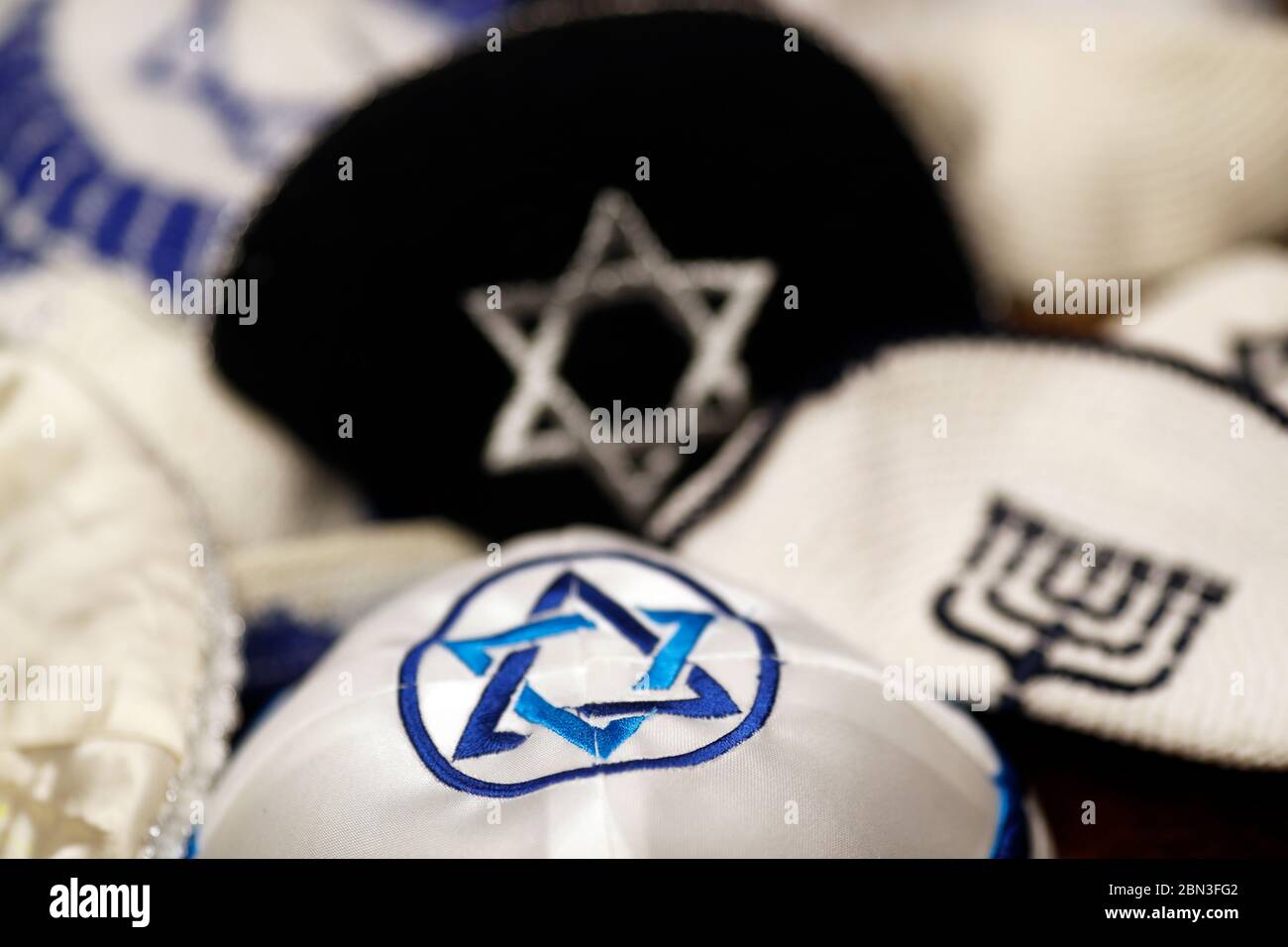 Traditional jewish headwear Kippah with Star of David. France Stock ...