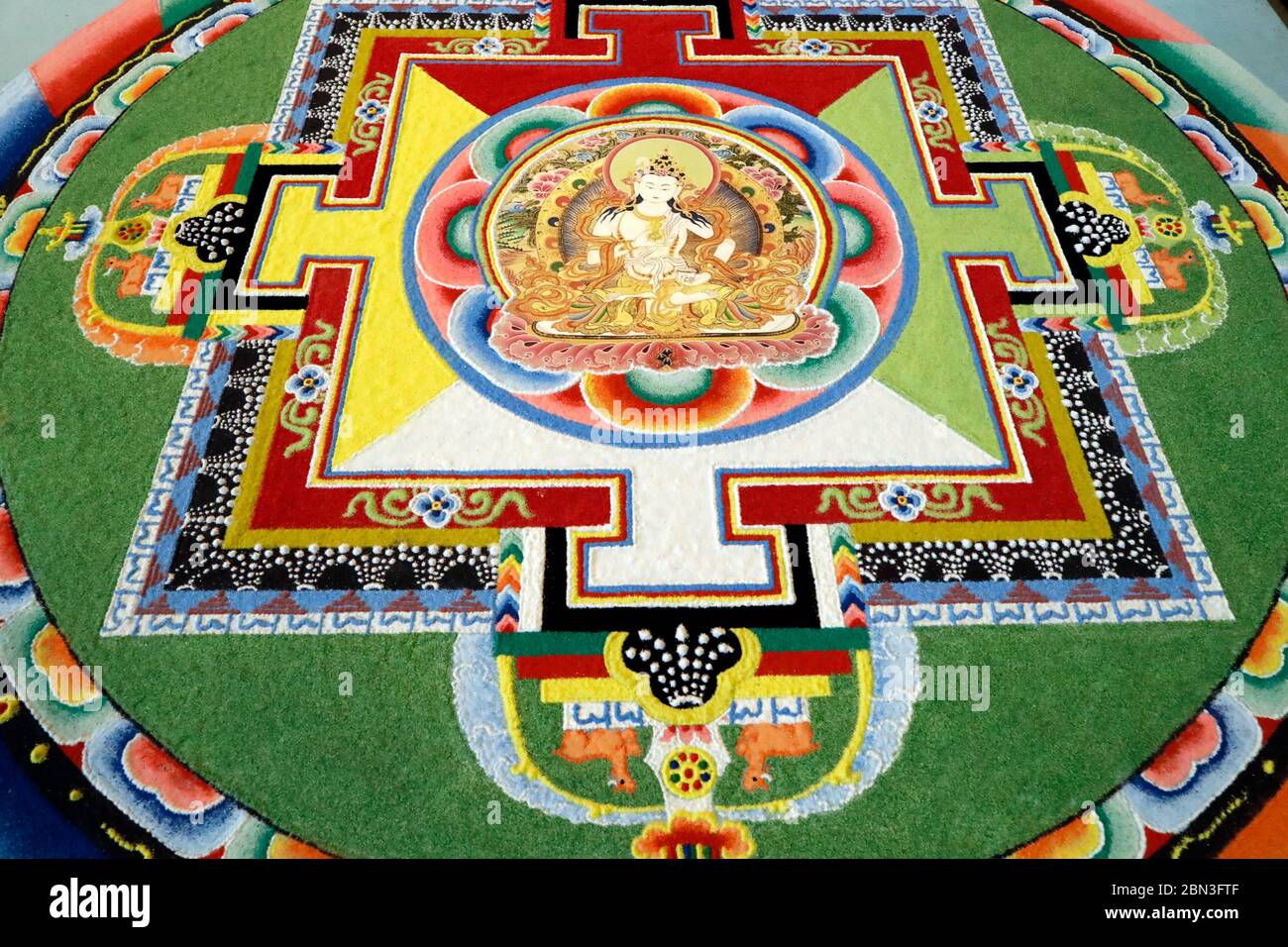 Tibetan Buddhist sand mandala. Bodhisattva Vajrasattva. France Stock ...