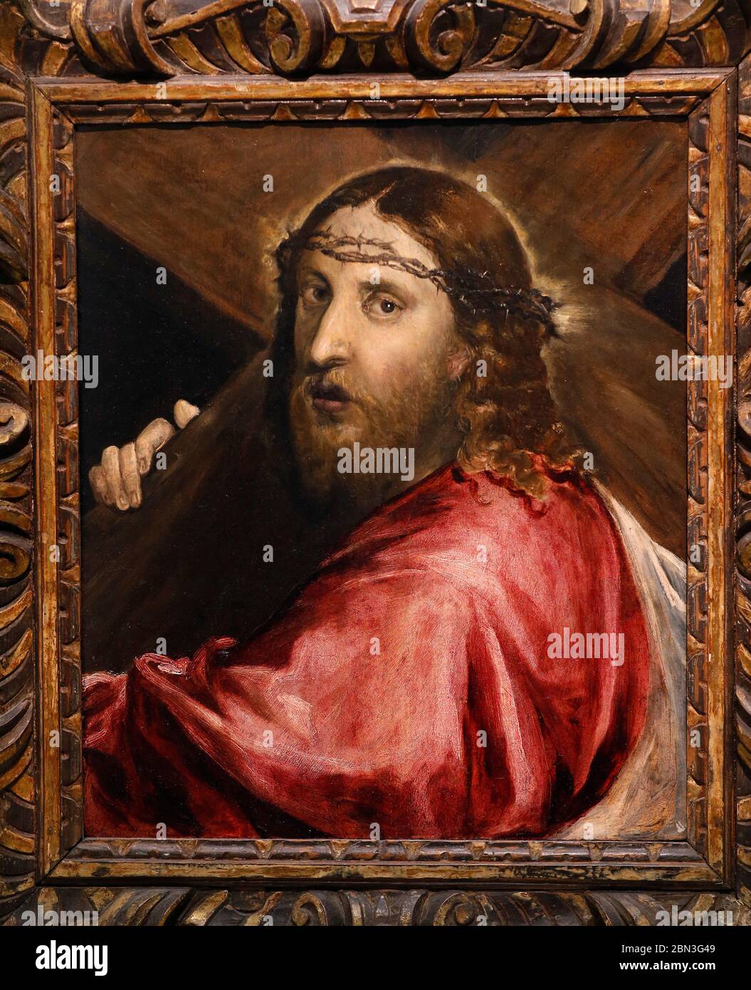 El Greco. Christ carrying his cross, c. 1570. Oil on wood. Displayed at ...