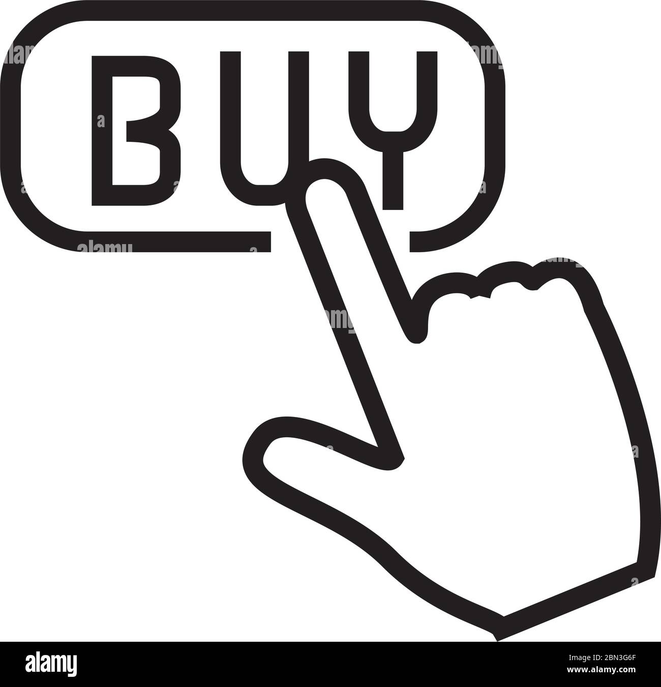shopping online concept, hand cursor with buy button icon over white ...