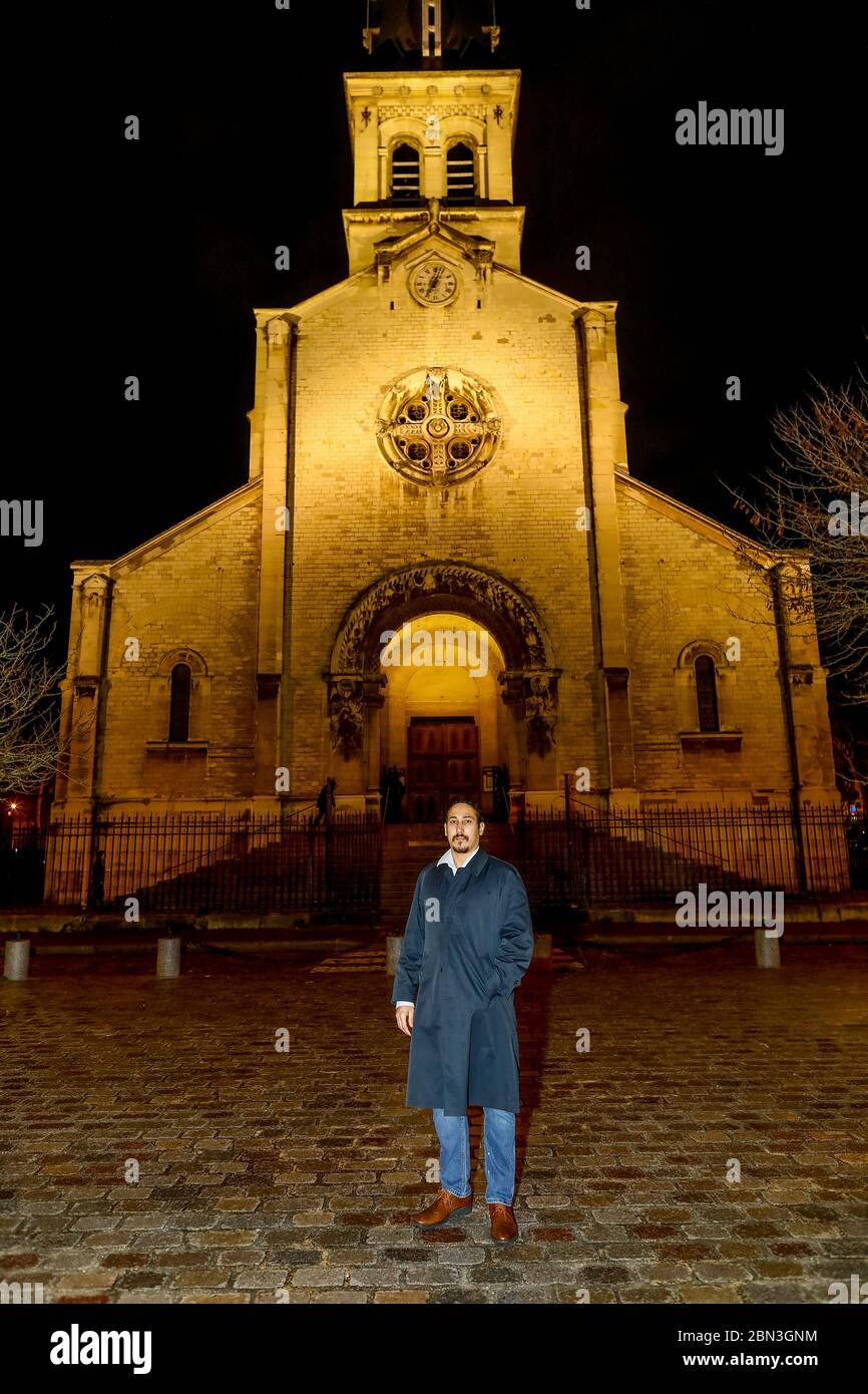 Catholic convert outside a church in Paris, France Stock Photo - Alamy