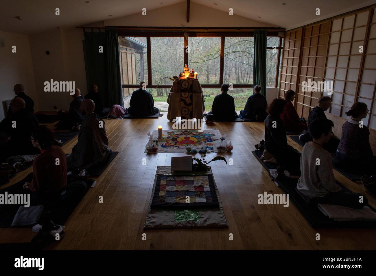 Zen sesshin (retreat) at Le Moulin de Vaux zen center, Sarthe, France ...