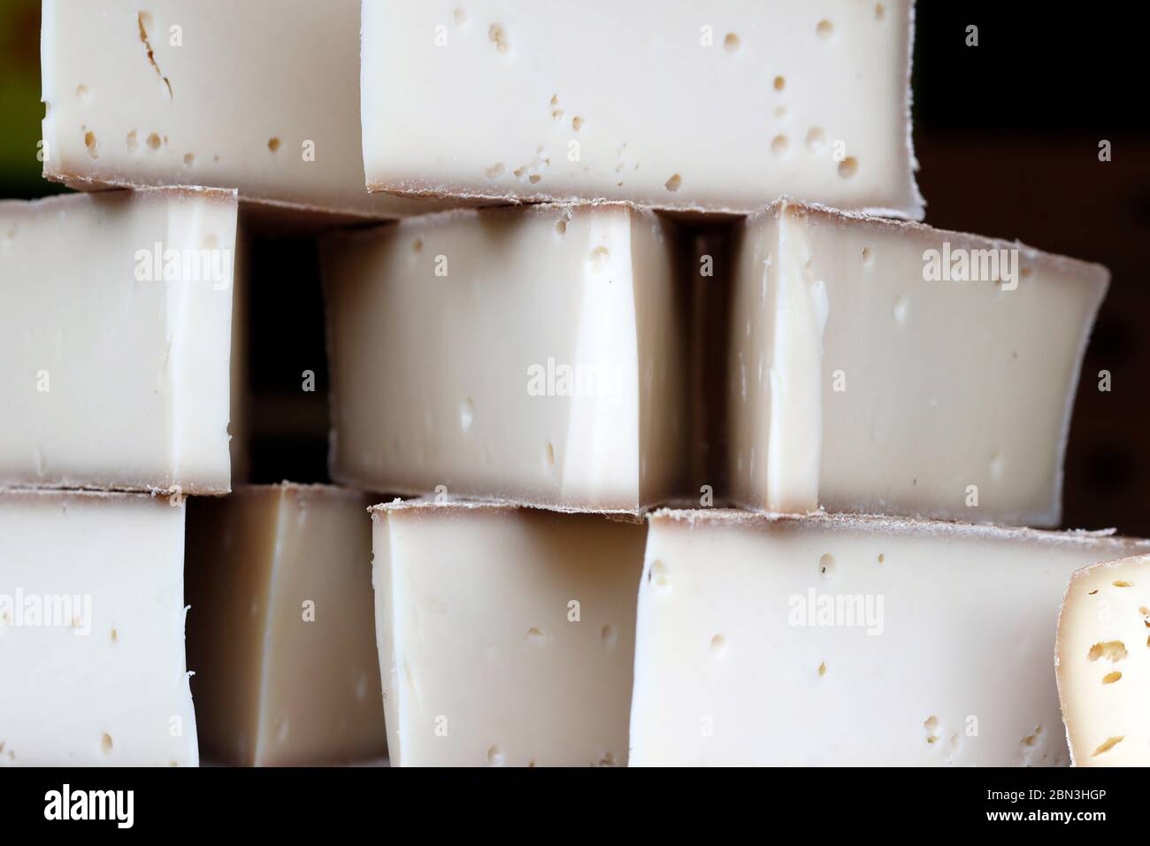 Traditional french cheese for sale at market. Beaufort. France Stock ...