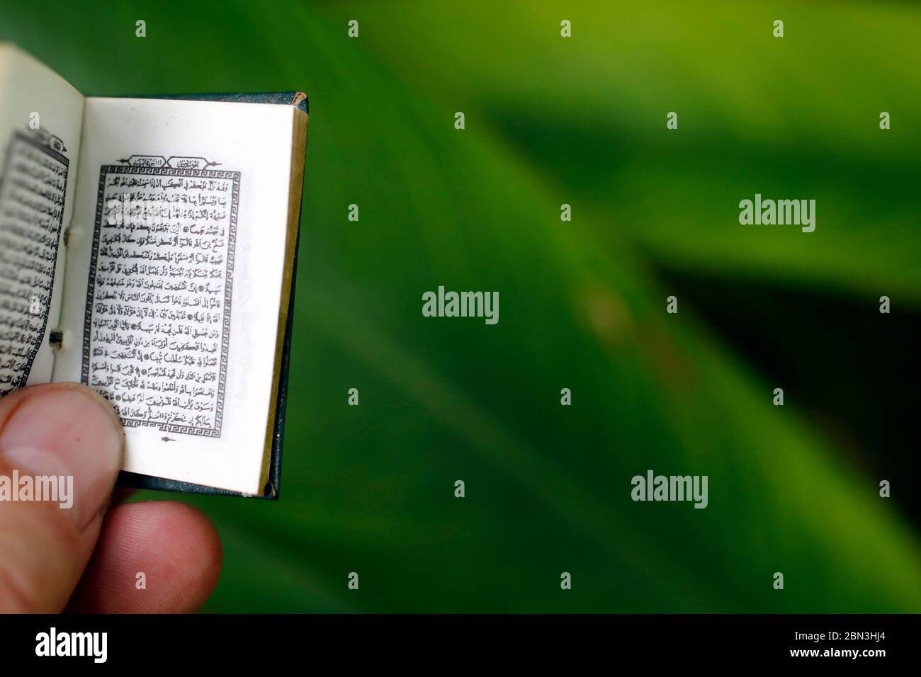 Man reading a mini Quran Stock Photo - Alamy