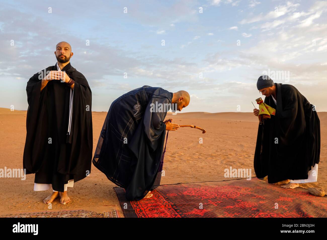 Zen buddhist ritual in the Sahara desert, Morocco Stock Photo - Alamy
