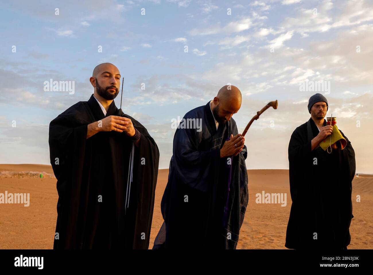 Zen buddhist ritual in the Sahara desert, Morocco Stock Photo - Alamy