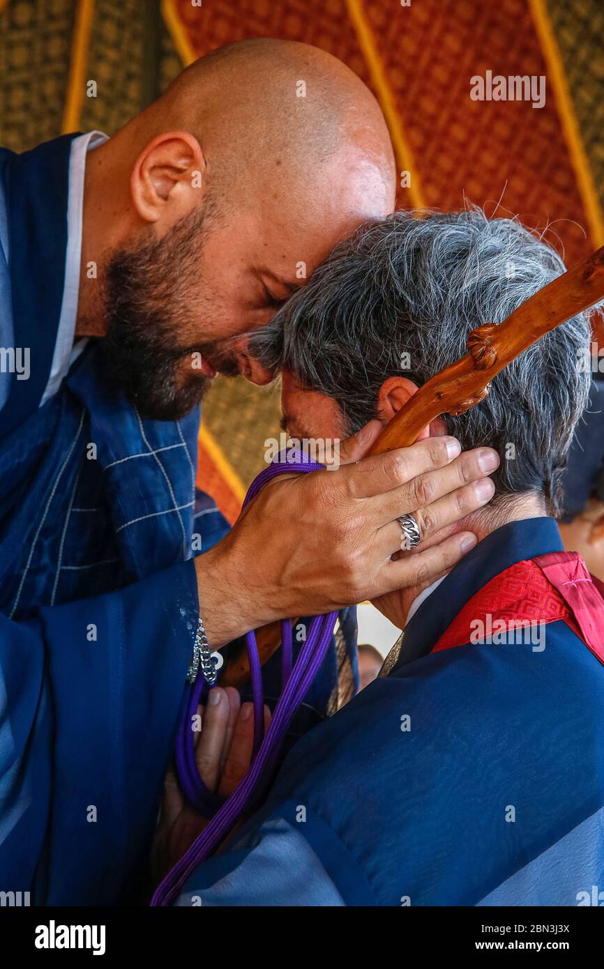 Zen buddhist kesa transmission ceremony, Morocco Stock Photo - Alamy