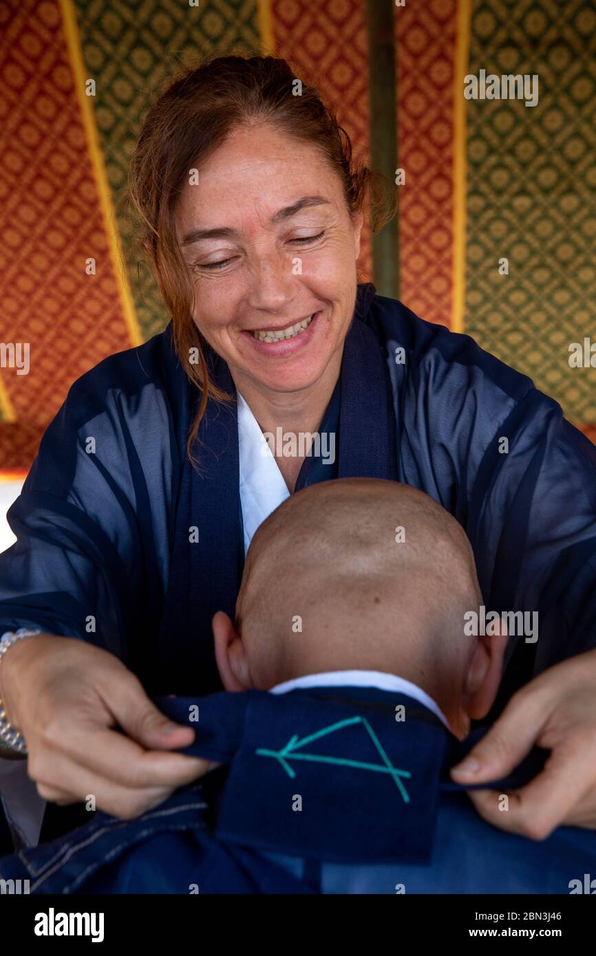 Zen buddhist kesa transmission ceremony, Morocco Stock Photo - Alamy