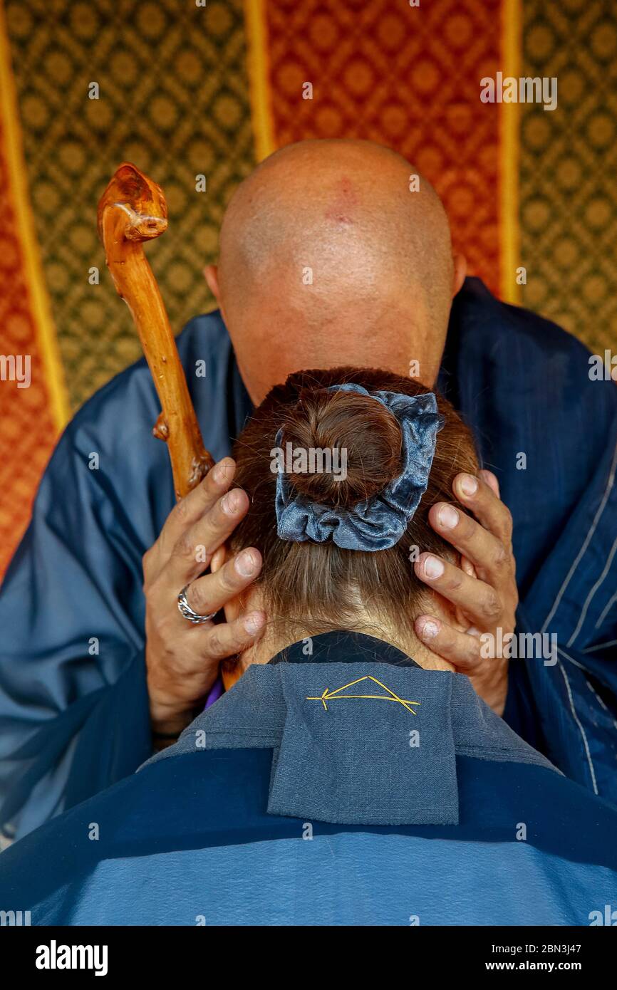 Zen buddhist kesa transmission ceremony, Morocco Stock Photo - Alamy
