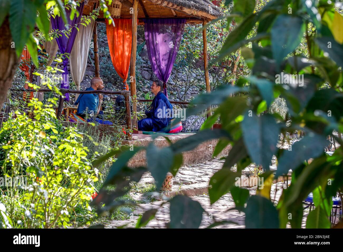 Zen master giving a dokusan (private talk with a disciple) during a ...