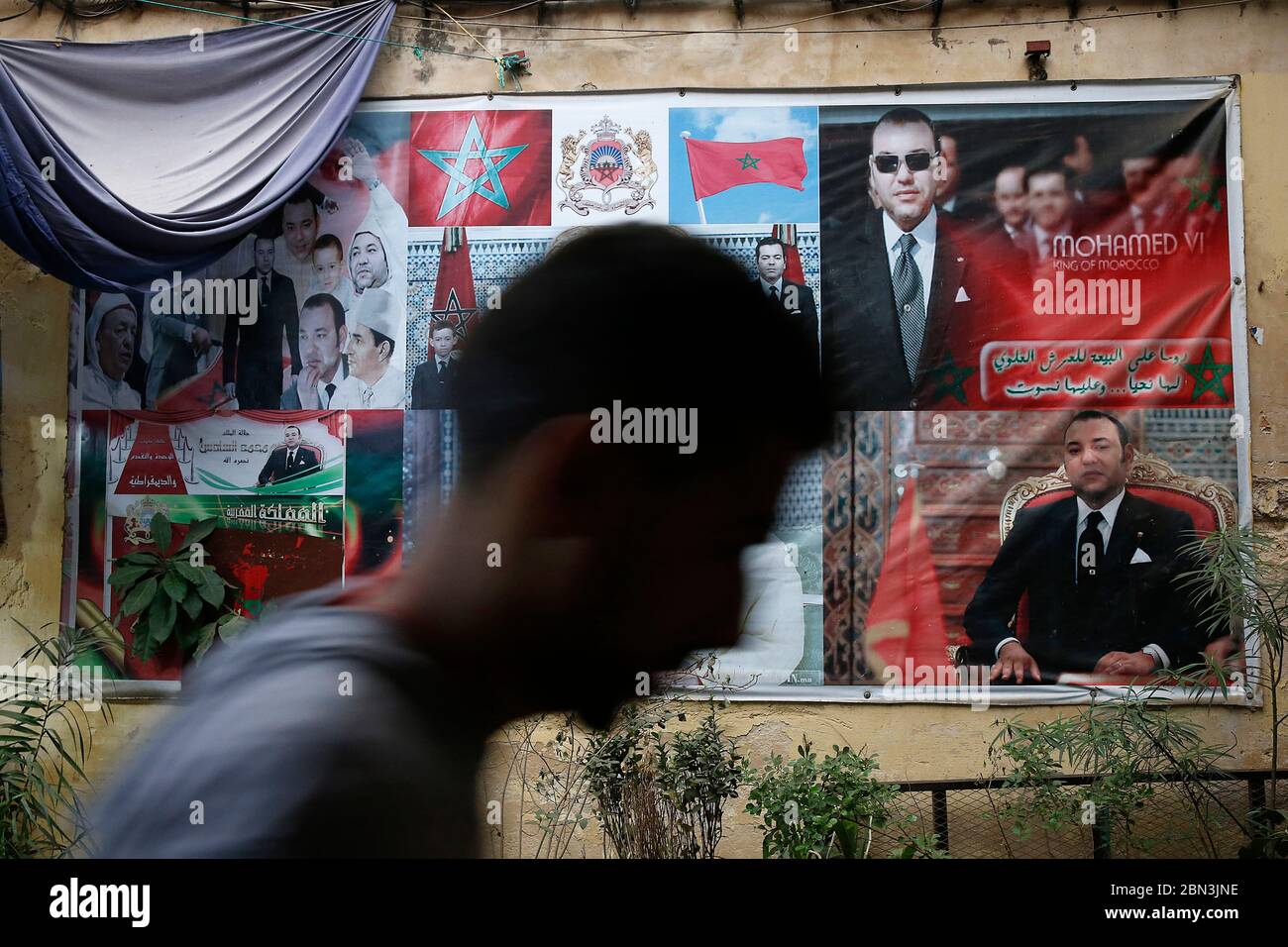 Political propaganda with pictures of King Mohammed VI in Fes, Morocco ...